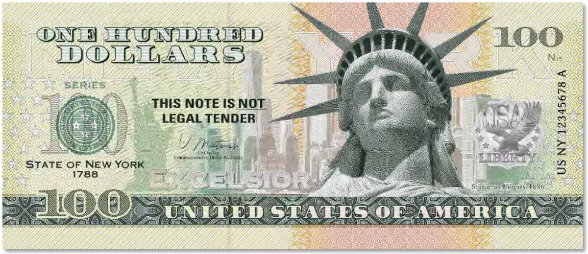 USA 100 Dollar Note | New York Commemorative Souvenir | Statue of Libe