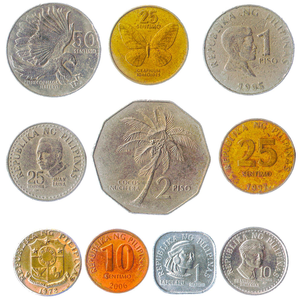 Philippines 10 Mixed Coins | Sentimo | Piso | Famous Figures | 1967